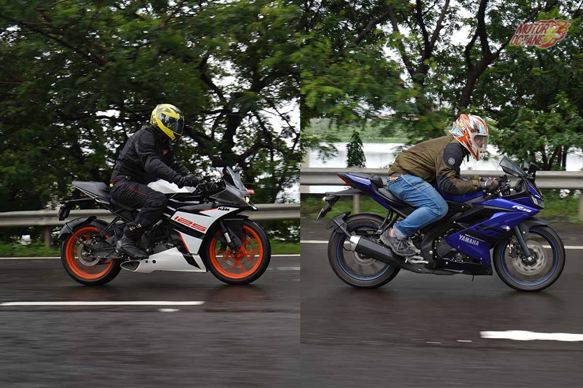 Yamaha R15 V3 vs KTM RC 125 Comparision, Price, Specs, Topspeed